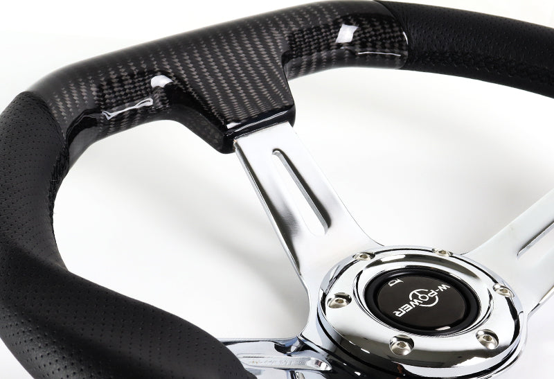 W-Power 13.5" 343mm 6-Bolt Hole JDM Euro VIP Style Real Carbon Fiber B ...