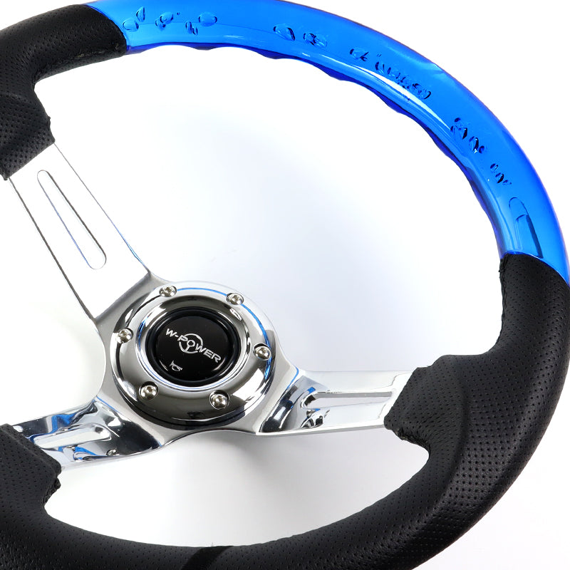 W-Power 13.5" 343mm 6-Bolt Hole JDM Euro VIP Style Blue Crystal Bubble ...