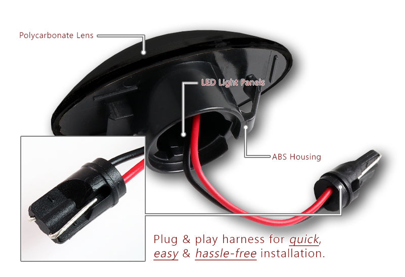 Mini Cooper R50 R52 R53 Amber LED Turn Signal Front Side Marker Lights ...