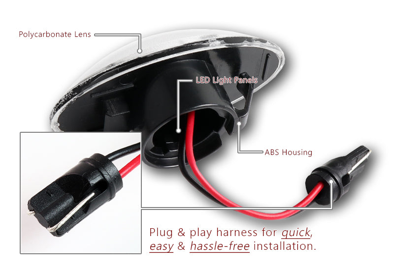 Mini Cooper R50 R52 R53 Amber LED Turn Signal Front Side Marker Lights ...