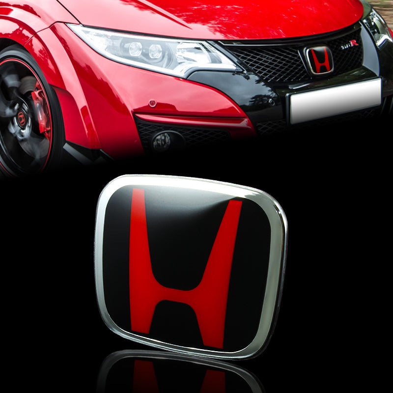 2PCS JDM RED & BLACK FRONT REAR EMBLEM BADGE FOR HONDA 9TH CIVIC HATCH ...