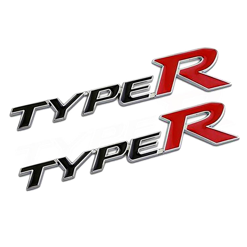 2 pcs 3D Aluminum TYPE-R Car Front/Rear Badge Fender Body Emblem Decal ...