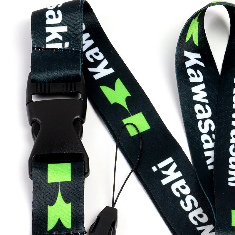 KAWASAKI Racing Biker Keychain Lanyard Motorcycle Black Key chain Stra ...