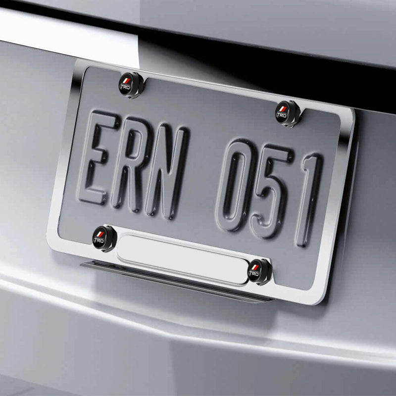 For Black TRD Racing Car License Plate Frame Screw Bolt Cap Cover Bolt ...