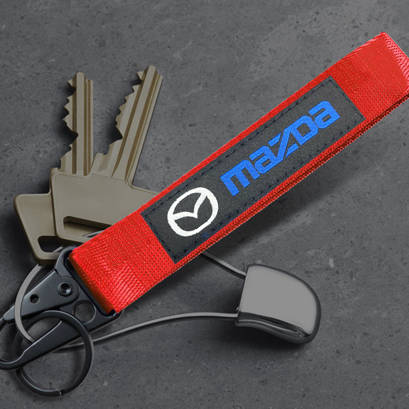 For Mazda Racing Logo Keychain Metal Key Ring Hook Red Strap Nylon Lan ...