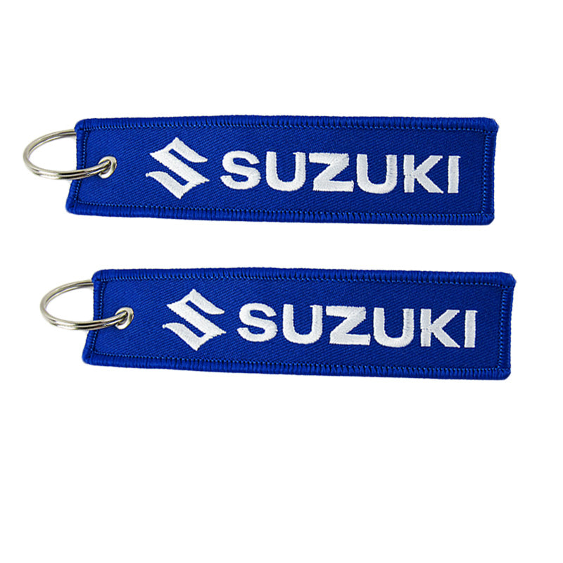 For SUZUKI DOUBLE SIDED EMBROIDERED BLUE KEY TAG KEYCHAIN CELL HOLDERS ...