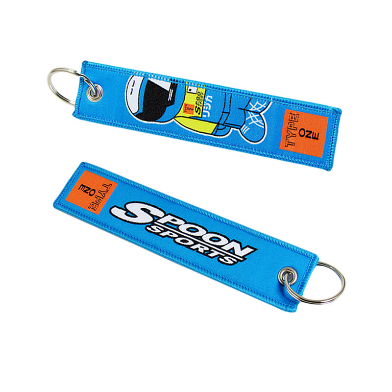 BLUE JDM SPOON SPORTS TYPE ONE DOUBLE SIDE Racing Cell Holders Keychai ...