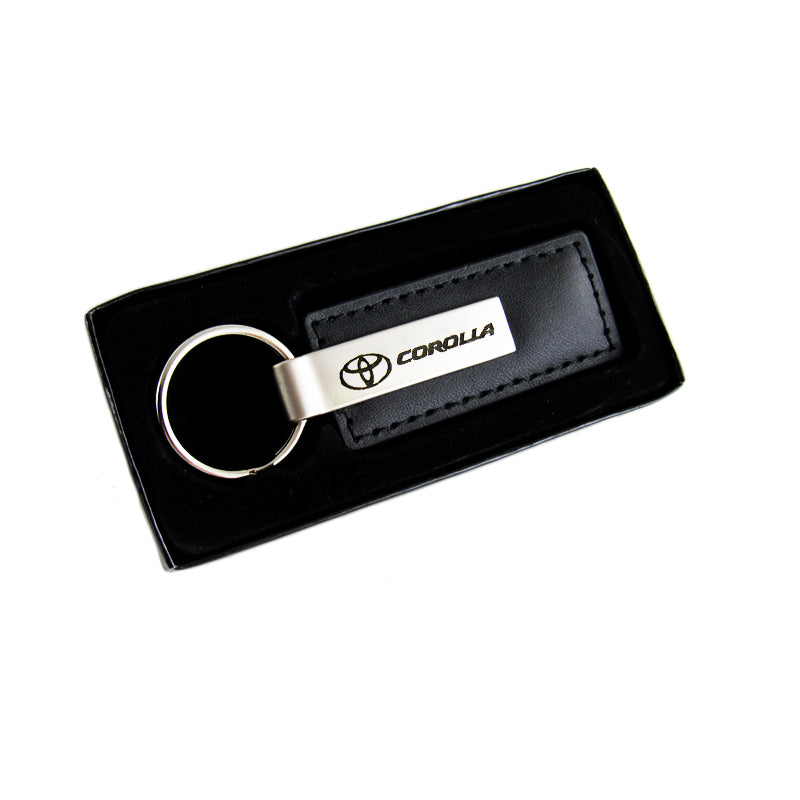 For Toyota COROLLA Key Ring Black Leather Rectangular Keychain - KC154 ...