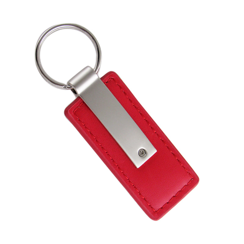 Jeep Logo Red Leather Chrome Key Fob Keyring Rectangle Keychain Lanyar ...