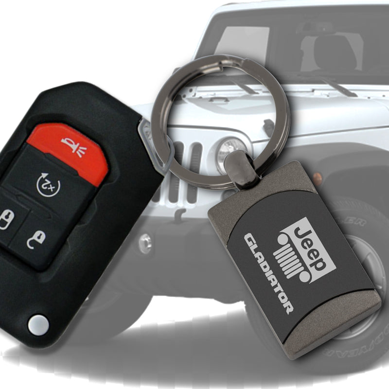 Jeep Gladiator Gunmetal Key Fob Key Chain Ring OFFICIAL LICENSED Au-To ...