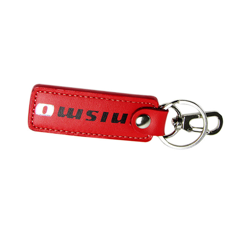NISSAN NISMO 2 pc Red Leather Rectangle Key Fob Keyring Keychain Tag L ...