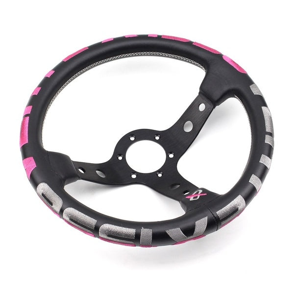 320mm Vertex 1996 Leather Deep Dish Modified Steering Wheel PINK Stitc ...